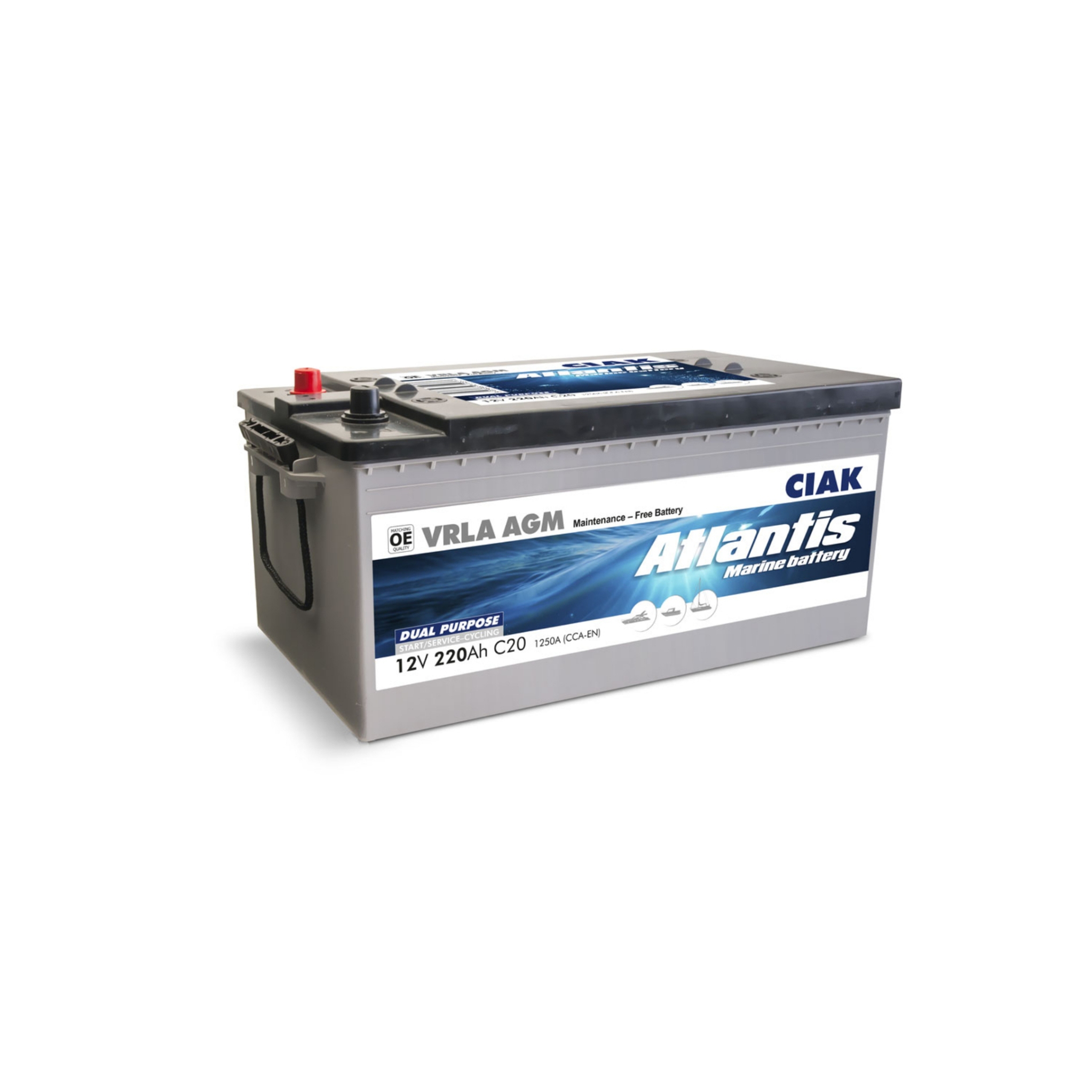 AKUMULATOR CIAK ATLANTIS 12V- 220AH MARINE BATTERY START/SERVICE MF AGM ...