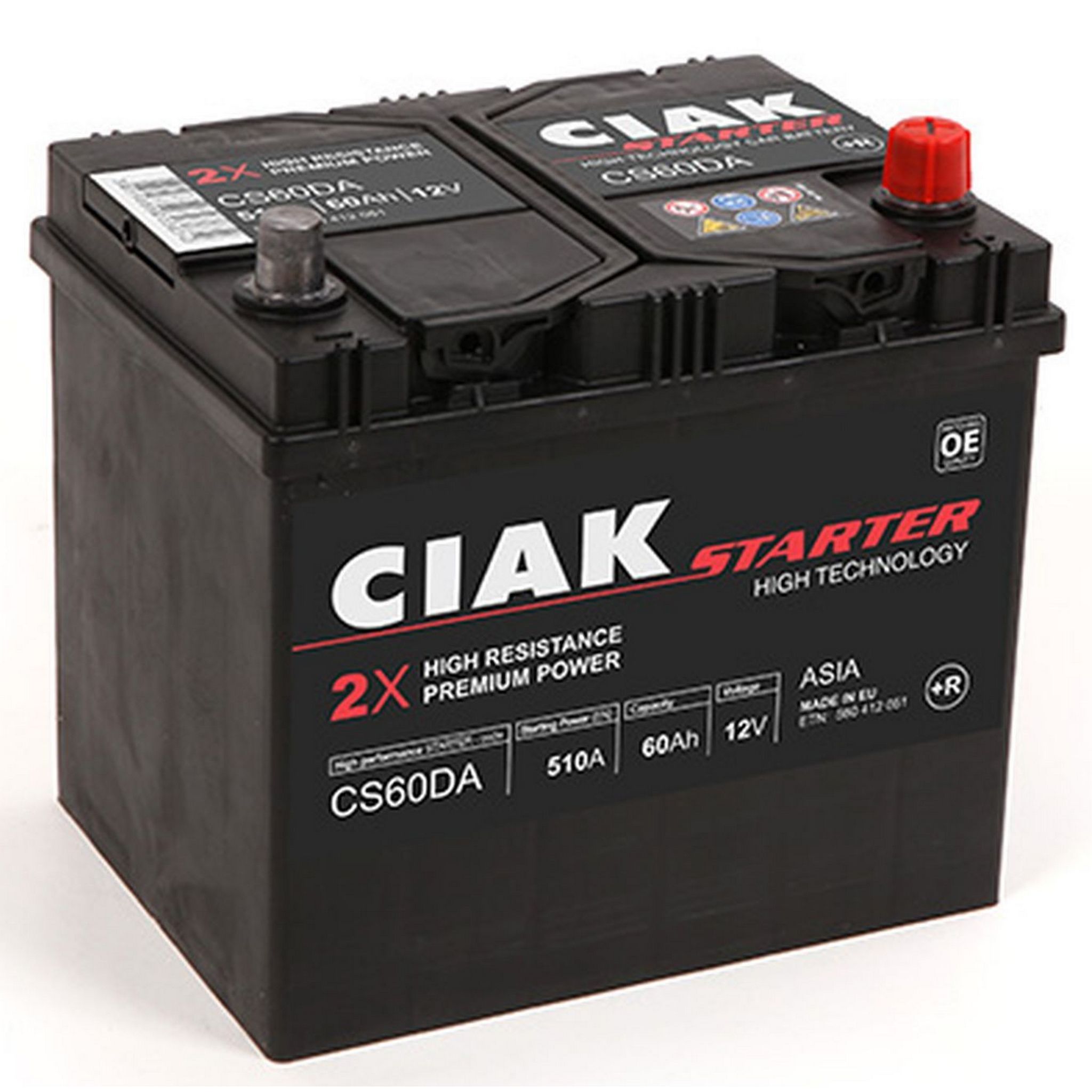 AKUMULATOR CIAK STARTER 12V-60 AH D+ ASIA - CIAK Tools